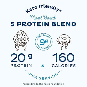 KOS Plant Based Protein Powder, No Erythritol, Blueberry Muffin - Organic Pea Protein Blend, Superfood with Spirulina & Immune Support Blend - Dairy Free, Meal Replacement for Women & Men, 15 Servings