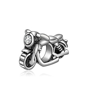 925 Sterling Silver Fast & Furious Retro Hand-crafted Motorcycle Charm Bead, Autobike Biker Sport Charms for Bracelets