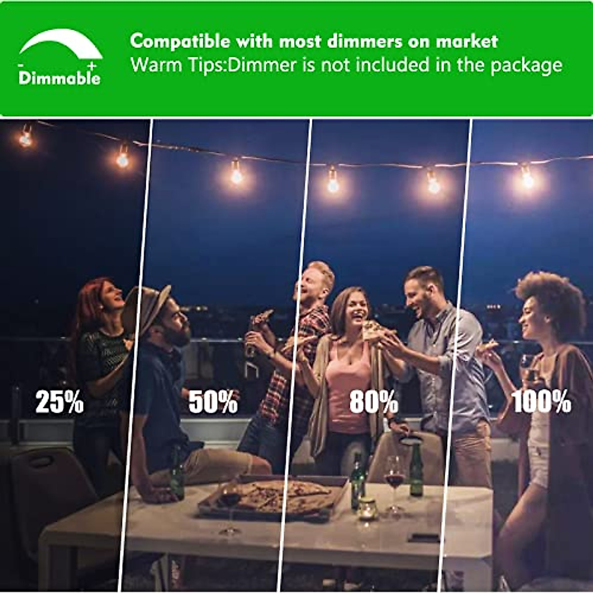 bulbeats 48FT LED Outdoor String Light, 16pcs Shatterproof LED Bulbs Outside Light for Patio, 2700K Waterproof Edison Outdoor Lighting Products for Backyard Bistro Lights (2022 Updated ETL)