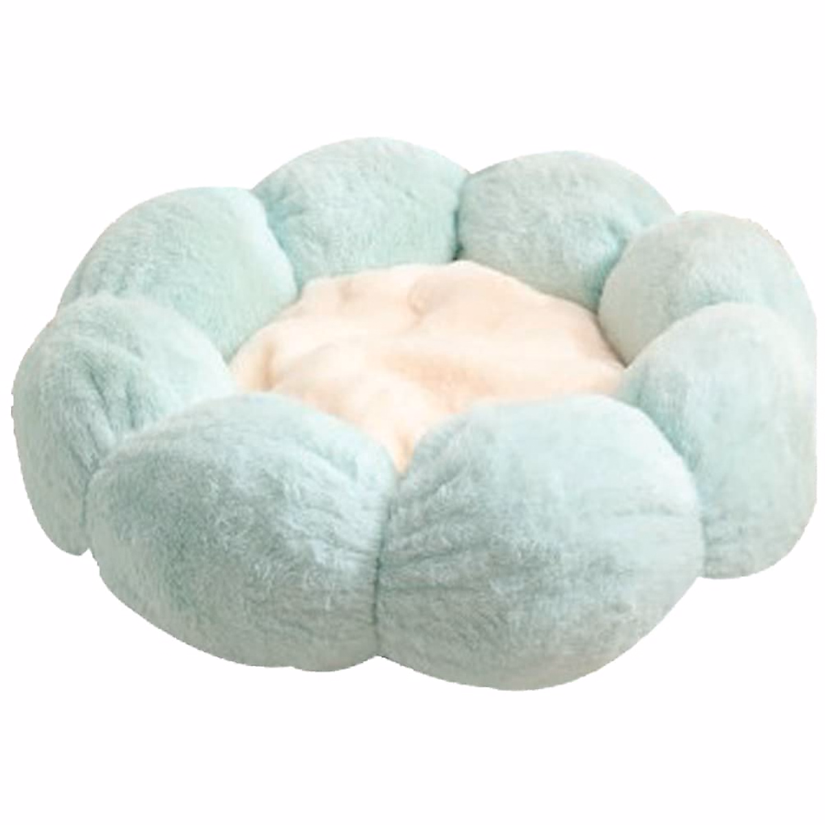 Plush Pet Bed Warm Calming Donut Cat and Dog Bed Pet Cushion Bed Anti-Anxiety Dog Bed Flower Shape Cat Bed Green Pink L