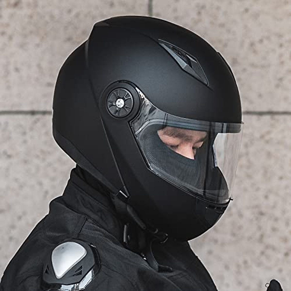 ILM Flip Up Full Face Modular Motorcycle Helmet for Adults Men Women Cascos para Motos Street Bike Motocross Helmet DOT 115(Matte Black,Medium)