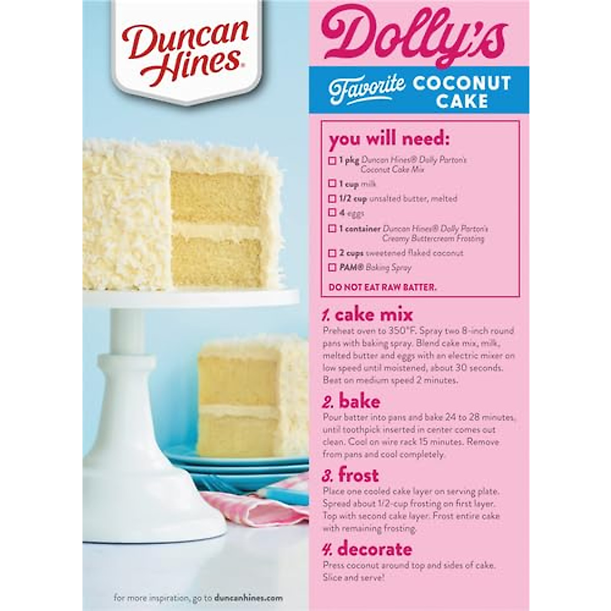 Duncan Hines Dolly Parton's Favorite Southern-Style Coconut Flavored Cake Mix, 15.25 oz.