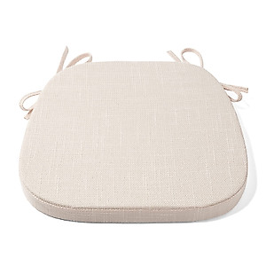 Tromlycs U Shaped Kitchen Chair Seat Cushion Pad for Dining Room Chairs with Ties 15x16 inches White Beige