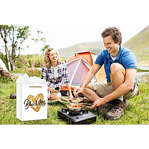 D4DREAM 13"Large Anniversary Paper Gift Bag with Handle for Him Her You and Me Valentines Day Gifts Bag with Tissue Paper for Husband Wife Boyfriend Girlfriend Newlyweds Couple Birthday Party Supplies