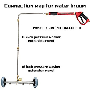 Hourleey 2-in-1 Undercarriage Pressure Washer Cleaner, Power Washer Surface Cleaner, 4000 PSI Dual-Function Undercarriage Water Car Broom Attachment with 16 Inch 2 Pack Extension Wand (Silver)