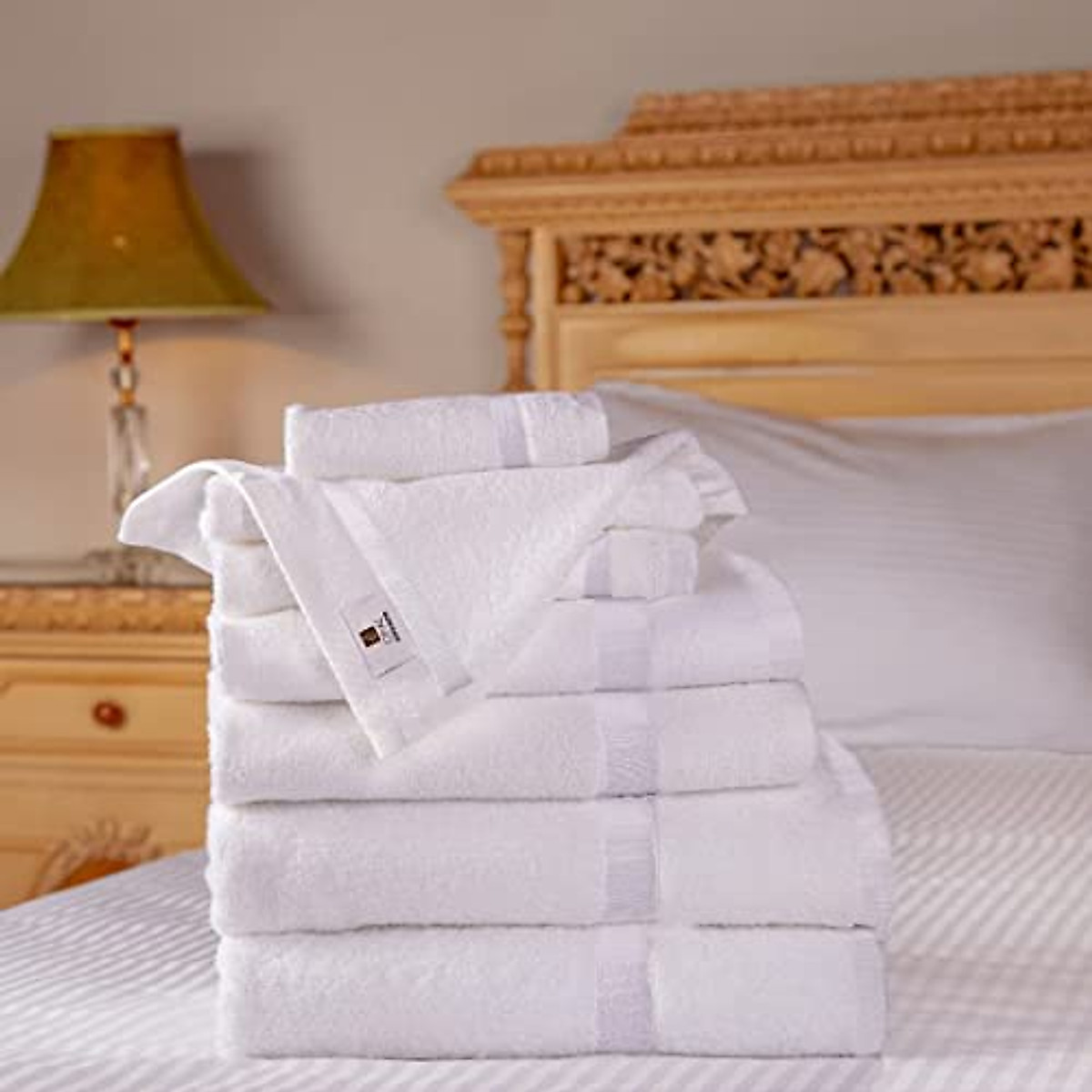 belem Economical 60 White Large Bath Towels Bulk (48x24) -Save $149 in Bulk Bath Towels - 60 Pieces/5 Dozen Wholesale Pack - Salon White Towels, Spa Towels & Gym Towels