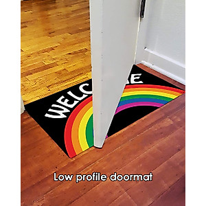 Toland Home Garden 800452 Welcome Rainbow Pride Door Mat 18x30 Inch Outdoor Doormat for Entryway Indoor Entrance
