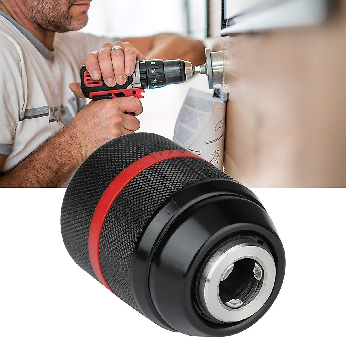 Fafeicy 1 PCS Keyless Hand Drill Chuck, 1/2-20UNF Mount 2~13mm Self-tighten Drill Chuck Fit for Multiple Purposes