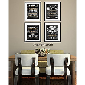 Fishing and Hunting Decor Wall Art Set of 4 - Hunting Wall Art Decor - Gifts for Hunters & Fisherman - Rustic Hunting Cabin Decor - Farmhouse Hunting Wall Decor - 8x10 unframed prints