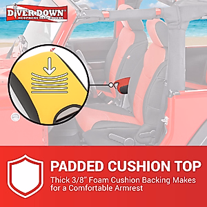 Diver Down Neoprene Center Console Cover - Fits Jeep 2007-2018 JK JKU Wrangler - Cushioned Armrest Cover - Doesn't Burn Your Elbow - Tight Custom Fit - Comfortable Foam Armrest Pad (11-18 Red)