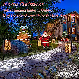 KINKAI 4 Pack Solar Powered Lanterns Outdoor Lights LED Waterproof Retro Garden Fairy Hanging Lantern for Outside Decor Patio Pathway Backyard 2 Modes Warm/Cool White