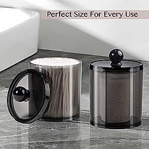 SheeChung 4 Pack Plastic Acrylic Bathroom Vanity Countertop Canister Jars with Storage Lid, Apothecary Jars Qtip Holder Makeup Organizer for Cotton Balls,Swabs,Pads,Bath Salts