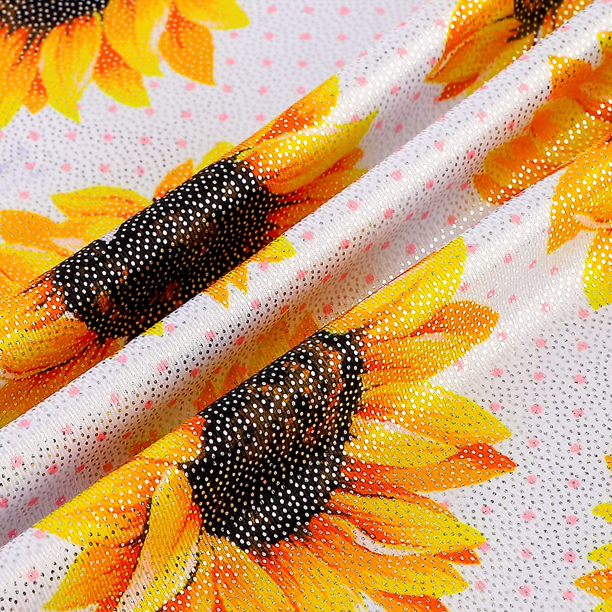 EQSJIU Leotard With Shorts For Baby Girls 12 18 24 Months 1t 2t Gold Sunflower Kids Toddlers Outfit Biketard Flower Floral Shiny Gold White