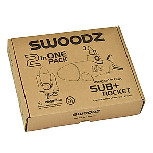 SWOODZ Wooden Toy Vehicles, Take Apart Submarine Rocketship Set, Assembly Wooden Toys, Wooden Submarine Rocketship Kit, STEM Learning Gifts for 3 4 5 6 Year Olds, Kids, Toddlers, Boys, Girls, Children