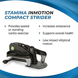 Stamina InMotion Compact Strider Elliptical Foot Pedal Exerciser with Smart Workout App for Home - Up to 250 lbs Weight Capacity