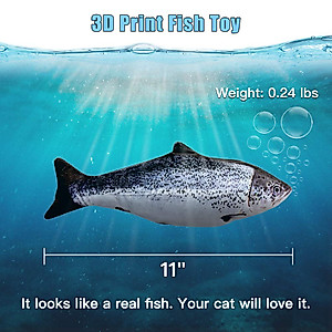 TOOGE 2 Pack 11" Floppy Fish Cat Toys with SilverVine and Catnip for Indoor Cats Interactive Flopping Fish Cat Kicker Catnip Toys for Cats Puppy Small Dogs