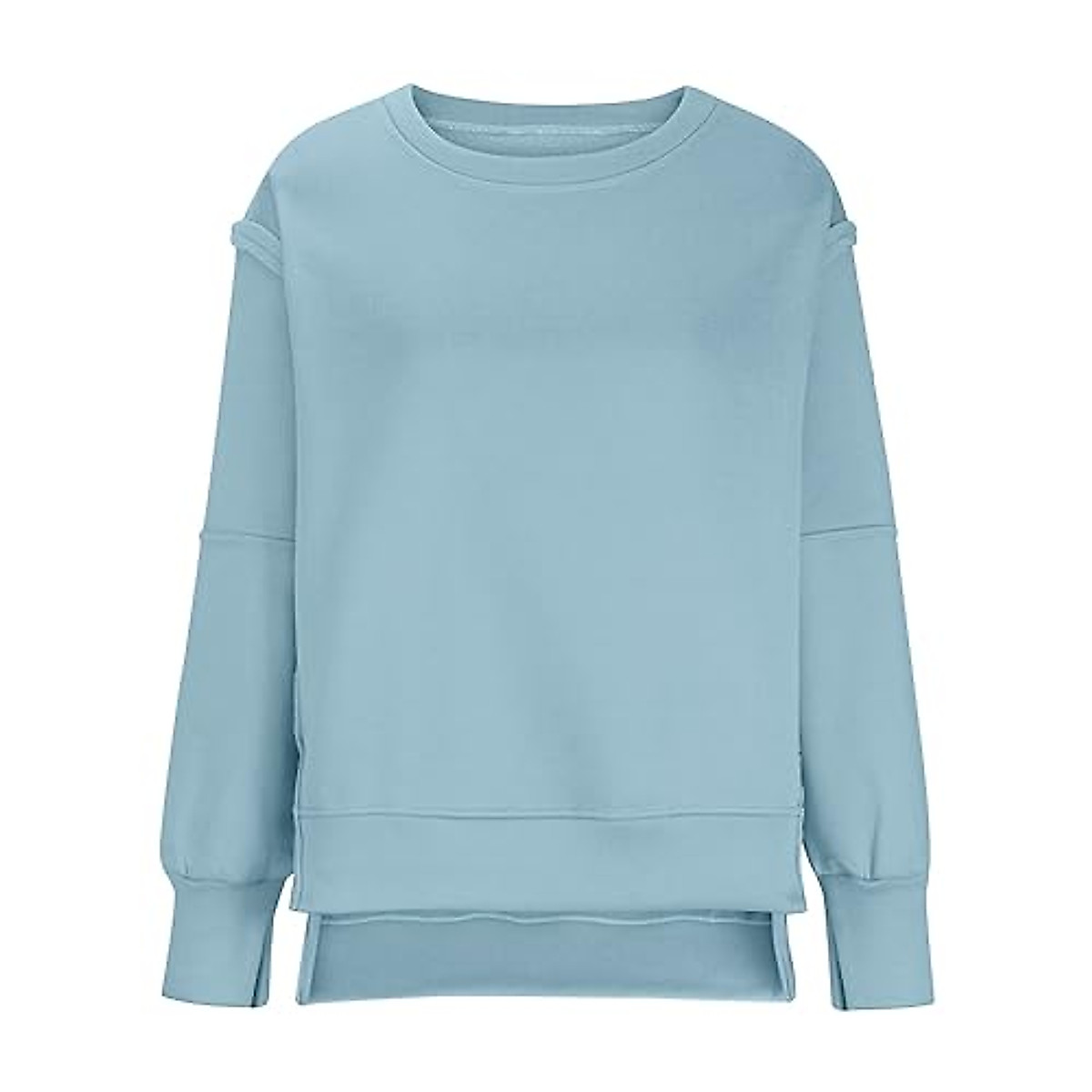 Ceboyel Women Oversized Sweatshirts Loose Fit Corded Sweatshirt Hoodie Crewneck Tunic Pullover Trendy Fall Clothes 2023 Christmas Sweatshirts for Women Light Blue 2X