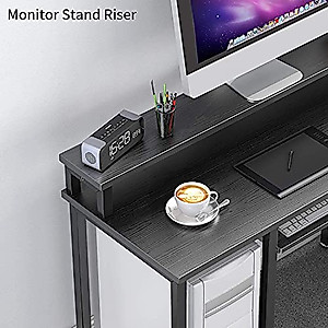 NOBLEWELL Computer Desk with Monitor Stand Storage Shelves Keyboard Tray，47" Studying Writing Table for Home Office (Black)