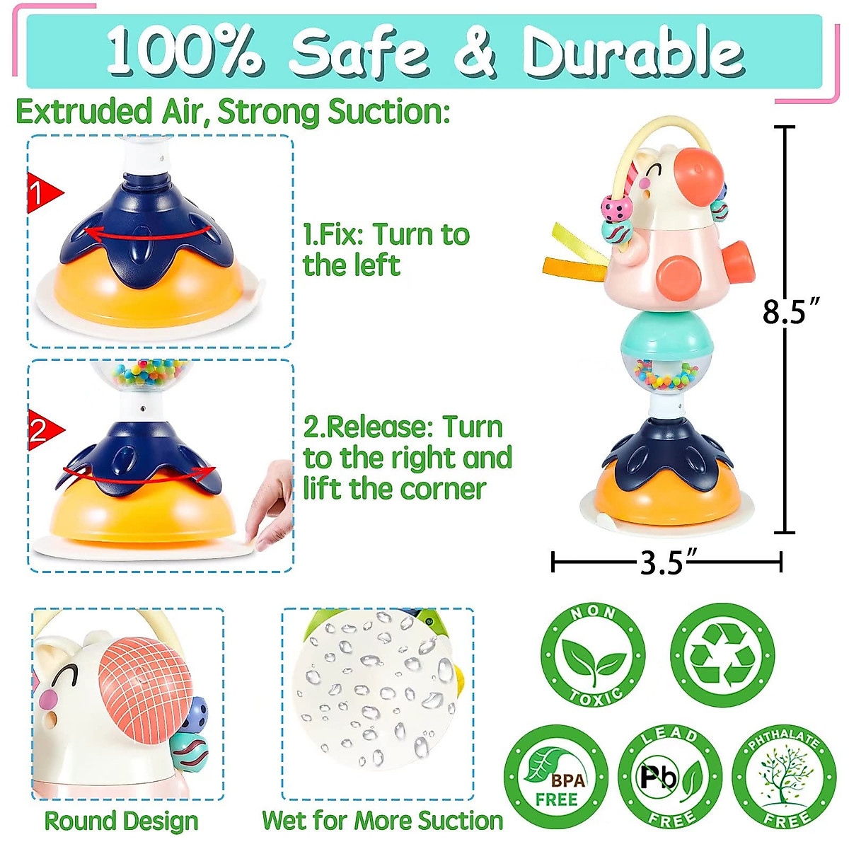 High Chair Toys with Suction Cup Baby Rattle Toys Baby Toys 6 to 12 Months Baby Tray Toys for 6 9 12 Months Infant Toddlers Kids Newborn Toys Christmas Present Birthday Gifts for 1 Year Old Boys Girls