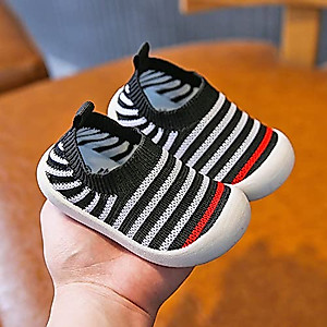 Walking Shoes for Babies Non Slip First Walkers 6 9 12 18 24 Months 1 2 3 4 Years Toddler Boots Girls (Black, 9 Toddler)