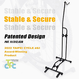 CyclingDeal Upright Bike Stand - Premium Quality Vertical & Horizontal Adjustable Bicycle Floor Parking Rack - for Storing MTB Road Bikes - up to 29” Wheel Size - Classic - 1 Bike