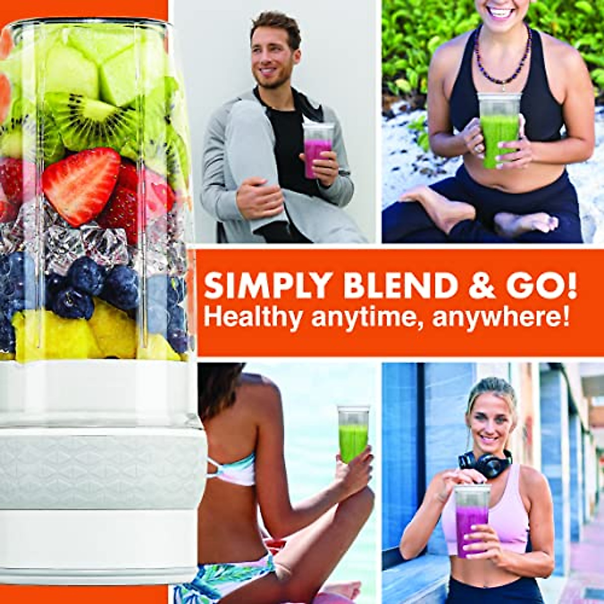 Bionic Blade Personal Blender 490mL, Cordless, Rechargeable 18,000 RPM Portable Blender for Shakes and Smoothies Mini Blender Portable 8.6" Tall, Seen On TV