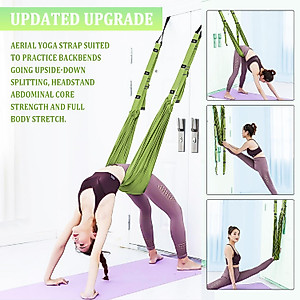 Leg Stretcher Strap Adjustable Fitness Band for Waist Trainer Stretching Door Swing Flexibility Tensile Trainer with Carrying Pouch for Yoga Practitioner Ballet Dancer Gymnastics Exercises (Green)
