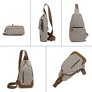Canvas Sling Bag Crossbody Backpack Shoulder Casual Rucksack for Men Women