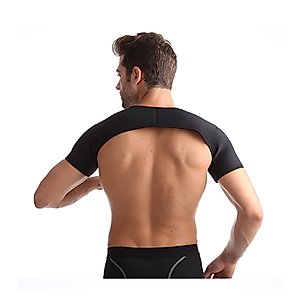 NSADE Double Shoulder Support Back Health Care Guard Strap Wrap Belt Band Sleeping Warm Injury Bandage Gym Sports Brace (Color : Black, Size : Small)