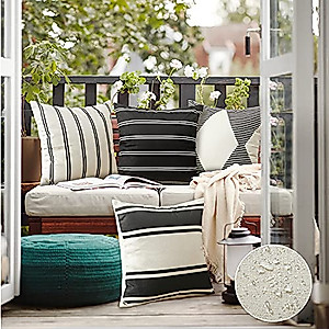 OTOSTAR Pack of 4 Outdoor Pillow Covers 18x18 Inch Waterproof Modern Geometry Decorative Throw Pillow Cases Square Cushion Cases Garden Pillows Shell for Couch Patio Furniture Tent Balcony (Black)