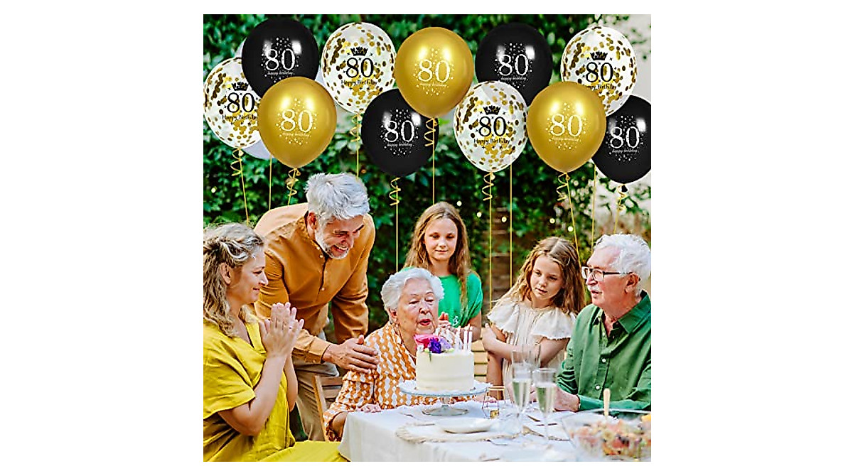 Celebrate with 80th Birthday Balloons - 15 Pcs in Black Gold