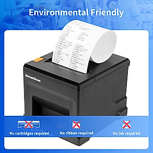 NetumScan 80mm POS Receipt Printer 300mm/s USB Thermal Receipt Printer with Auto Cutter Cash Drawer, USB Ethernet Interface, Support Windows/Mac/Linux, Restaurant Kitchen Printer for ESC/POS