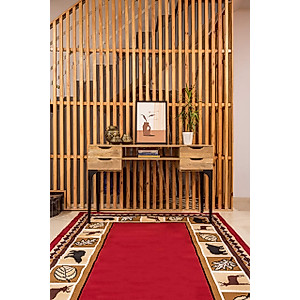 Furnish my Place 631 Red 3 PCS Wildlife Bear Rustic Moose Decor Lodge Cabin Area Rug, Elegant and Durable Mat, Red