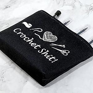 G2TUP Yarn Storage Bag Knitting Zipper Pouch for Crochet Beginners Knitting Lovers Crochet Sht (Knitting Black Zipper Pouch)