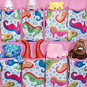 DESQUIGGLE Girls Shoe Organizer, Toddler Shoe Organizer, Seahorses Design Over the Door Kids Shoe Rack