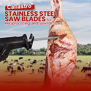 12-Inch Stainless Steel Frozen Meat Bone Cutting Saw Blades for Reciprocating and Sawzall Saws - 5 Pack - Caliastro