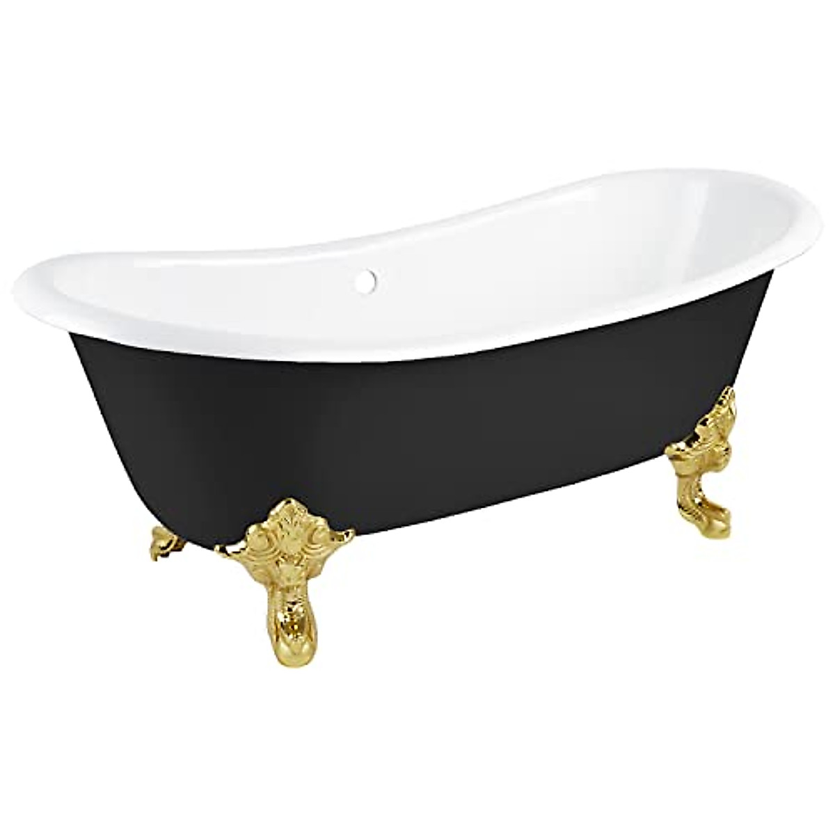 Signature Hardware 946219-72 Lena 72" Cast Iron Soaking Clawfoot Tub with Integrated Drain, Overflow and Imperial Feet