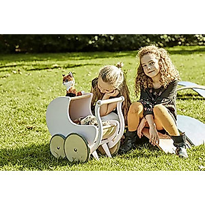 Kinderfeets Pram Walker - Toy Stroller for for Babies, Kids, and Toddlers | Sustainable and Eco-Friendly | 2-in-1 Walker and Stroller Design (White)