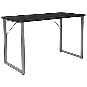 Flash Furniture Harvey Black Finish Computer Desk with Silver Metal Frame