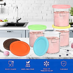 LOMILD Ice Cream Containers 4 Pack, Replacement for Ninja Creami Deluxe Pints and Lids, Compatible with NC500 Series Creami Deluxe Ice Cream Makers, Dishwasher Safe & BPA-Free