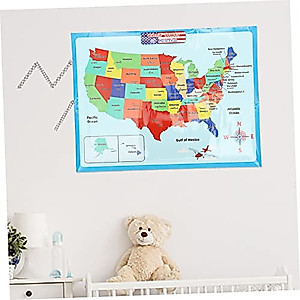1 Sheet United States Map Usa Map Cartoon Posters Classroom Geography Poster Learning Posters Portable Poster Synthetic Paper Cartoon Preschool Flip Chart
