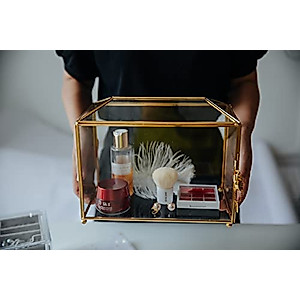 Defined Deco 10.2" Glass Card Box, Gift Display Box,Wedding Card Box with Heart Lock, Card and Gift Holder Glass Cards Box for Weddings, Birthdays, Graduations, Baby and Bridal Showers,Brass Frame.