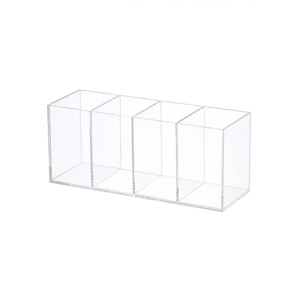 Acrylic Pen Holder 4 Compartments Clear Pencil Holder Organizer Makeup Brush Holder