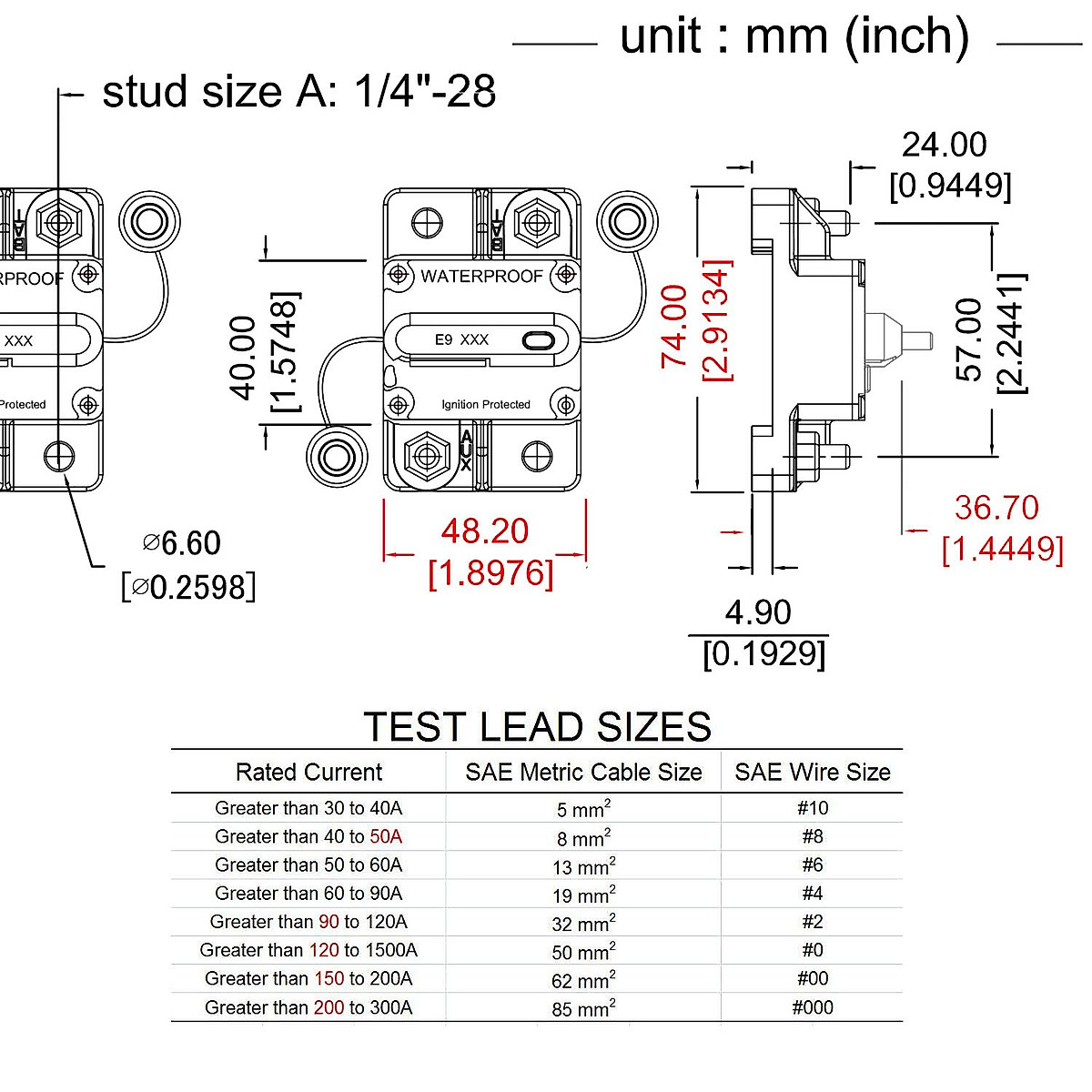 T Tocas 150A Amp Circuit Breaker for Boat Trolling Motor Marine ATV Vehicles Stereo Audio Battery Solar System Inline Fuse with Manual Reset Switcher Waterproof DC 12V-48V