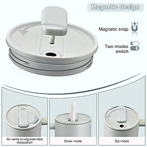 Pawtong 40oz Magnetic Lid Insulated Tumbler with Handle, 360° Rotating & Removable Cover, Leak-Proof Travel Mug with Soft Silicone Straw for Drivers, Commuters, Road Trips, Dishwasher Safe (Grey)