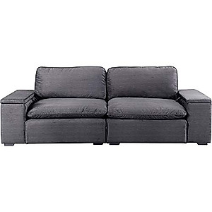 ClickDecor Symphony Mid-Century Microfiber Upholstered Modular Sofa Collection, Reversible Cloud Pillow Soft Seat Cushions, Storage, Charcoal