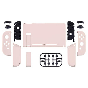 eXtremeRate DIY Replacement Shell Buttons for Nintendo Switch, Cherry Blossoms Pink Back Plate for Switch Console, Custom Housing with Full Set Buttons for Joycon Controller [Only Shell, NO Console]