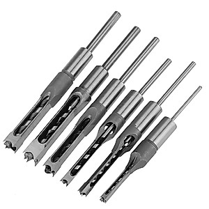 Hole Drill Bits, 6Pcs Steel Woodworking Hole Saw Mortising Chisel Mortiser Drill Bit Tool Set for Woodworker Carpenter DIY Wood Working, 1/4, 5/16, 3/8, 1/2, 9/16, 5/8-Inch