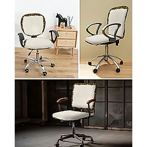 Stretch Printed Computer Office Chair Covers,Merry Christmas Tree Evergreen Trees Candy Cane Pine Cone Split Protective Desk Rotating Chair Slipcovers, Removable Spandex Chair Protector Cover