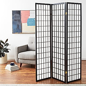 ORE International 3-Panel Room Divider, Black, 70" x 6" x 50"